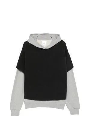 FOUND Distressed Cotton T-shirt Over Heavy Cotton Hoodie - Nero