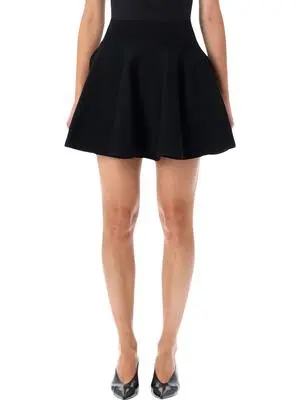 AMI Paris AMI PARIS Cotton Mini Flared A-Line Skirt Nero