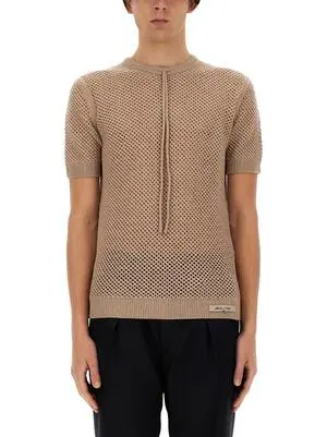Fendi Open-knit Wool T-shirt - Beige