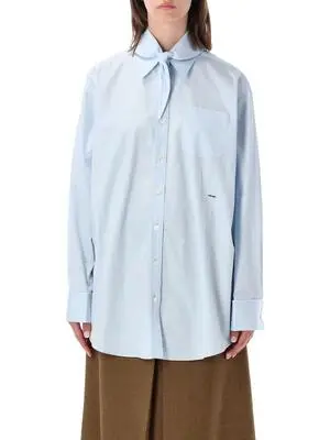 Prada PRADA Oversized Poplin Shirt With Detachable Scarf Astro