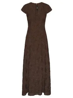 ROTATE BY BIRGER CHRISTENSEN Floral Mesh V-neck Mini Dress - Marrone