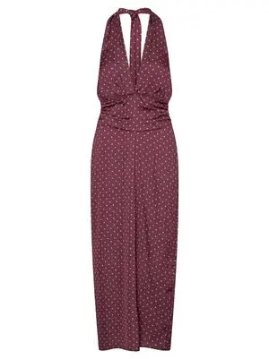 ROTATE BY BIRGER CHRISTENSEN Polka Dot Halterneck Maxi Dress With Integrated Scarf - Rosso