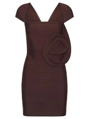 ROTATE BY BIRGER CHRISTENSEN Shaping Rose Detail Mini Dress - Marrone