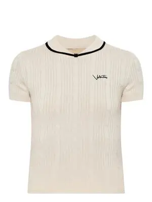 Valentino Garavani VALENTINO GARAVANI Ribbed Knit Polo Shirt With Short Sleeves Bianco