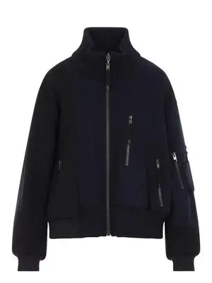 MAISON MARGIELA Spliced Virgin Wool Bomber Jacket - Blue