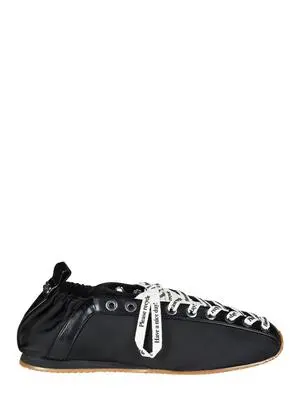 GANNI Ballerina Lace-up Nylon Flats - Nero