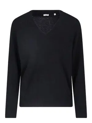 Aspesi V-neck Long Sleeve Knit Sweater - Black
