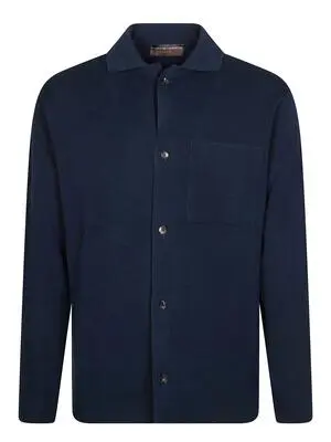 FILIPPO DE LAURENTIIS Textured Knit Shirt Jacket - Blu