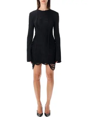 Attico Ruched Viscose-blend Sheath Dress - Nero
