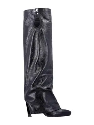 Attico Black Leather Knee-high Boots - Nero