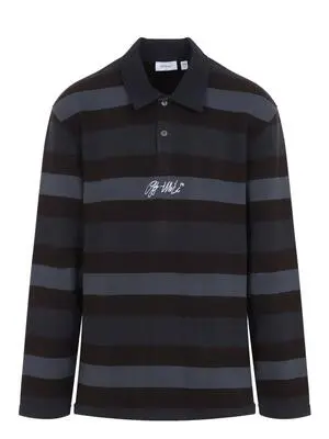 Off-White Stroke Logo Relaxed Long Sleeve Polo Shirt - Multicolour