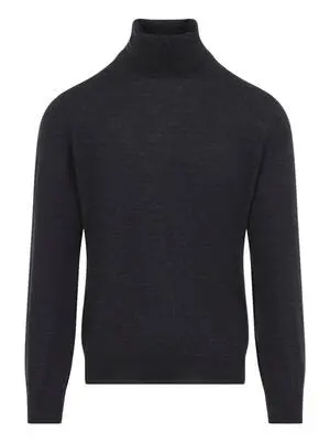 Brunello Cucinelli Wool Cashmere Turtleneck Sweater - Grey