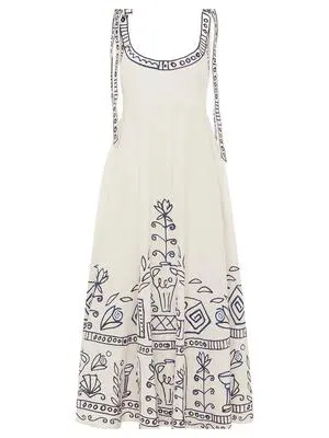 ALEMAIS Linen Mini Dress With Adjustable Straps - Bianco