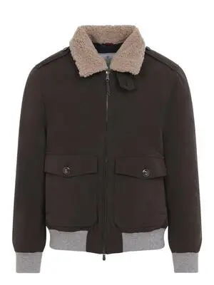 Brunello Cucinelli Water-resistant Cotton Blend Bomber Jacket - Brown
