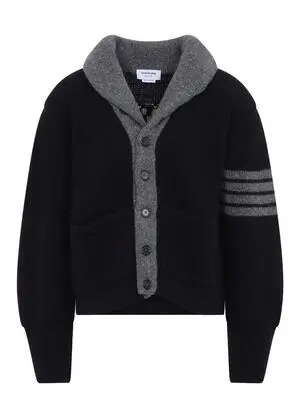 Thom Browne THOM BROWNE Wool Cardigan With Scarf Collar Blue