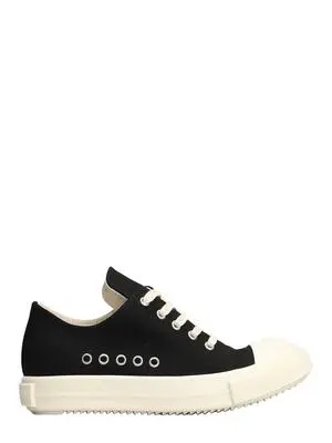 Rick Owens Rick Owens Drkdw Overdyed Denim Lace-Up Sneakers With Shark Tooth Toe Caps Nero