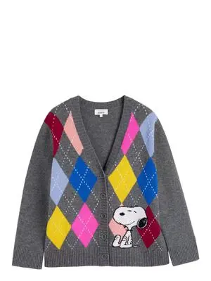Chinti & Parker Snoopy Argyle Cardigan - Grey