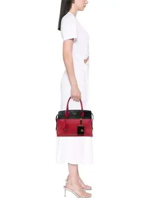 Prada Saffiano And City Calf Esplanade Satchel - Red