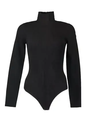 Michael Kors Ribbed Knit Turtleneck Bodysuit - Black