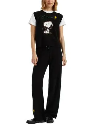 Chinti & Parker Snoopy Intarsia-knit Sweater Vest - Black