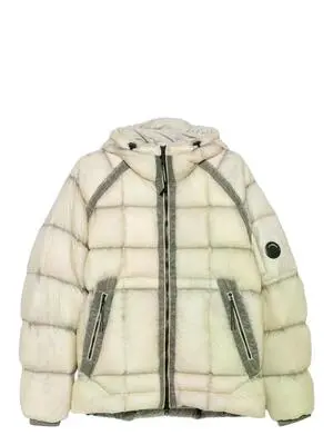C.P. COMPANY Quilted Down Jacket With Lens Detail - Neutrals