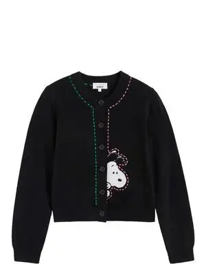 Chinti & Parker Snoopy Intarsia Cardigan - Black