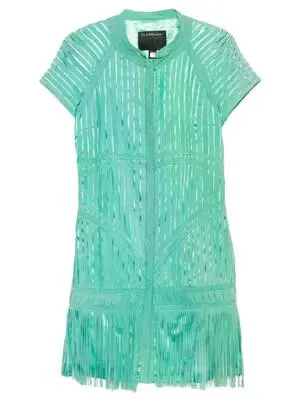 Roberto Cavalli 2000s Fringed Mini Dress - Green