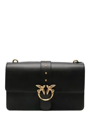 Pinko Love Birds Embellished Leather Shoulder Bag - Black