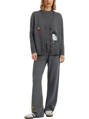 Chinti & Parker Snoopy Embroidered Cardigan - Grey