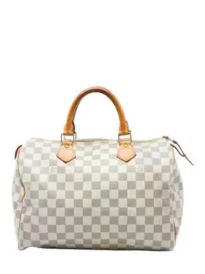 LOUIS VUITTON Damier Azur Speedy 30 Boston Bag - White