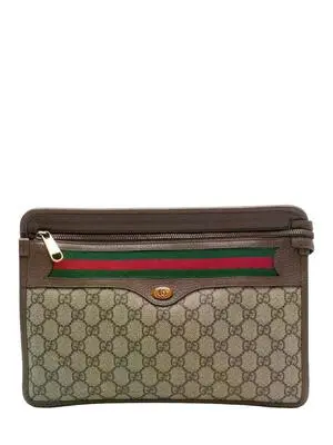 Gucci Gg Supreme Ophidia Clutch Bag - Neutrals