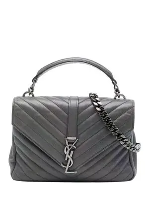 Saint Laurent Saint Laurent Medium Chevron Sheepskin College Satchel Grey