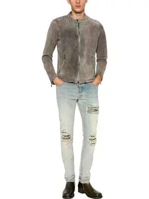 Amiri Stud-embellished Distressed Jeans - Blue