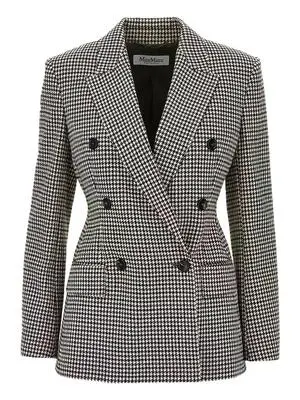 Max Mara Houndstooth Pattern Double-breasted Blazer - Neutrals