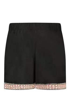 Commas Crochet-trim Elasticated Shorts - Black