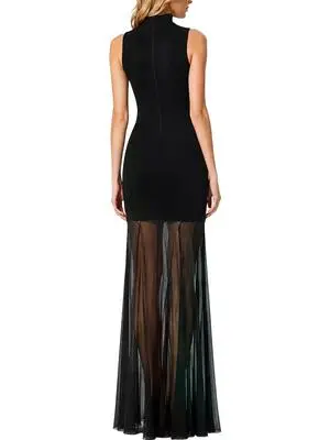 HAMZA HAMZA Sardinia Mesh-Panel Maxi Dress