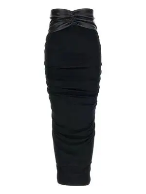 Andamane The Attico Ursula Draped Midi Skirt - Black