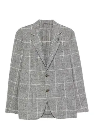 LARDINI Check-pattern Single-breasted Blazer - Grey