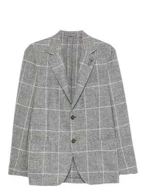 LARDINI Check-pattern Single-breasted Blazer - Grey