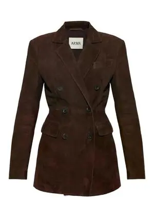 ARMA Safia Double-breasted Suede Jacket - Brown