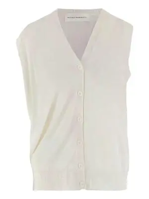 NICCOLO PASQUALETTI Sleeveless V-neck Knit Jacket - Neutrals