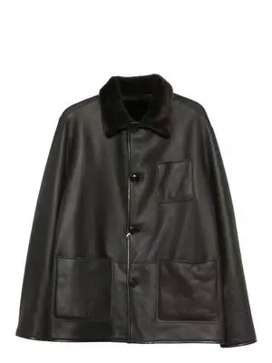 MANZONI 24 Shearling-collar Leather Jacket - Brown