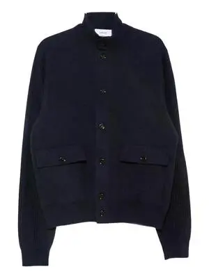 LARDINI Ribbed-knit Panelled Jacket - Blue