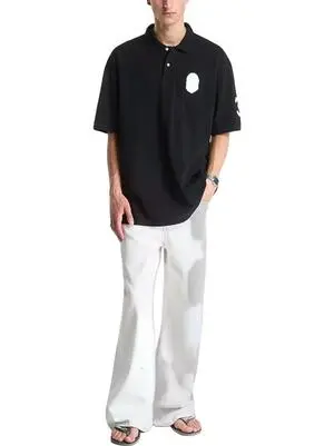 A BATHING APE Large Ape Head Relaxed-fit Polo Shirt - Black