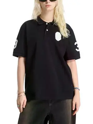 A BATHING APE Large Ape Head Relaxed-fit Polo Shirt - Black