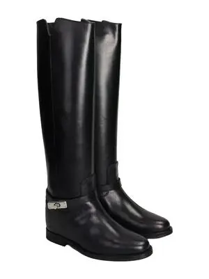 VIA ROMA 15 Knee-high Buckle Strap Boots - Black