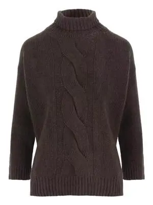 Bruno Manetti Cable Knit Turtleneck Sweater - Brown