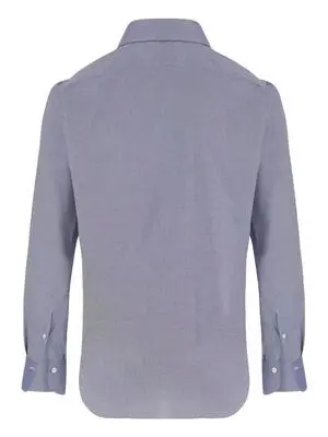 FINAMORE 1925 Button-up Rounded-hem Shirt - Blue