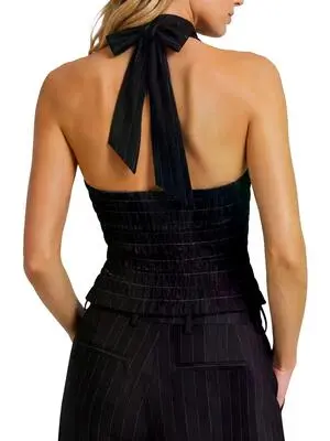 HAMZA HAMZA Kimi Striped Halterneck Vest