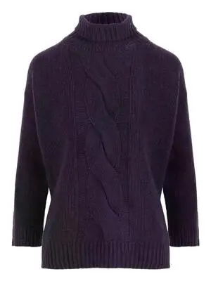 Bruno Manetti Cable-knit Turtleneck Sweater - Purple